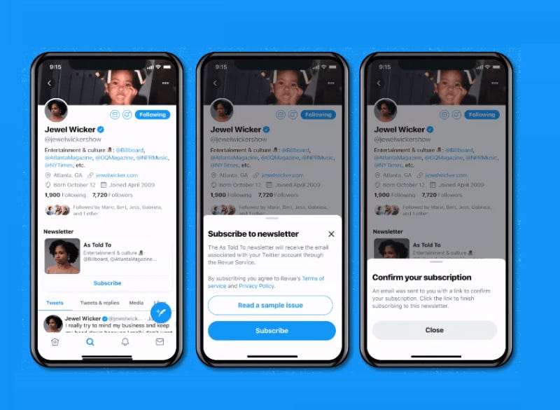 Twitter now lets you subscribe to newsletters in one click Twitter now lets you subscribe to newsletters in one click
