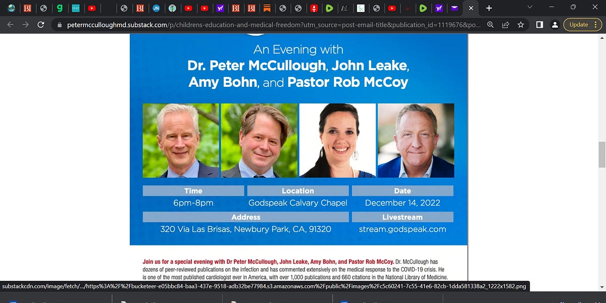 Dr. Peter McCullough and Mr. John Leake, if you can in California, join ... Dr. Peter McCullough and Mr. John Leake, if you can in California, join ...
