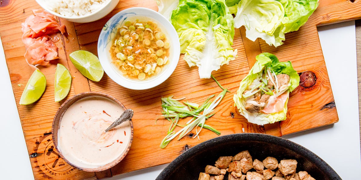 30-minute pork lettuce wraps with coconut rice