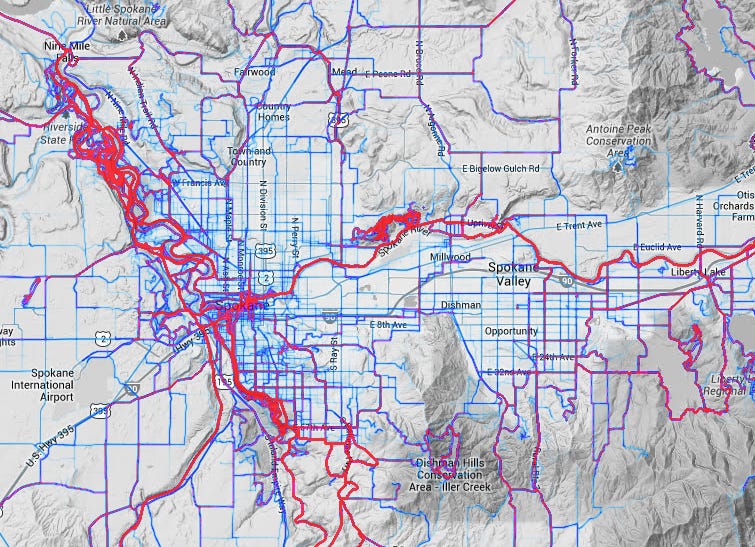 Spokane's biking and running "heat map" - by Anthony Gill