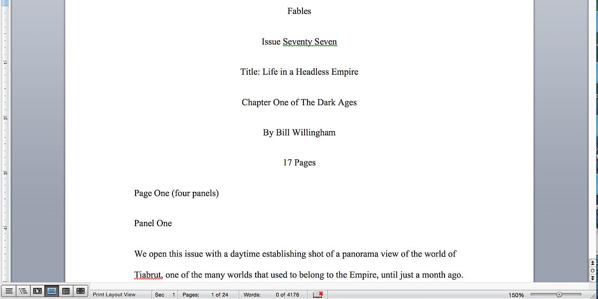 How I Format a Comics Script - by Bill Willingham