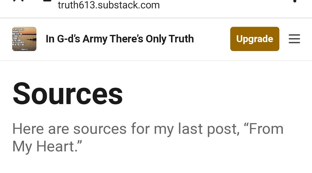 "Sources" - important links referenced from previous post ("from my heart")
