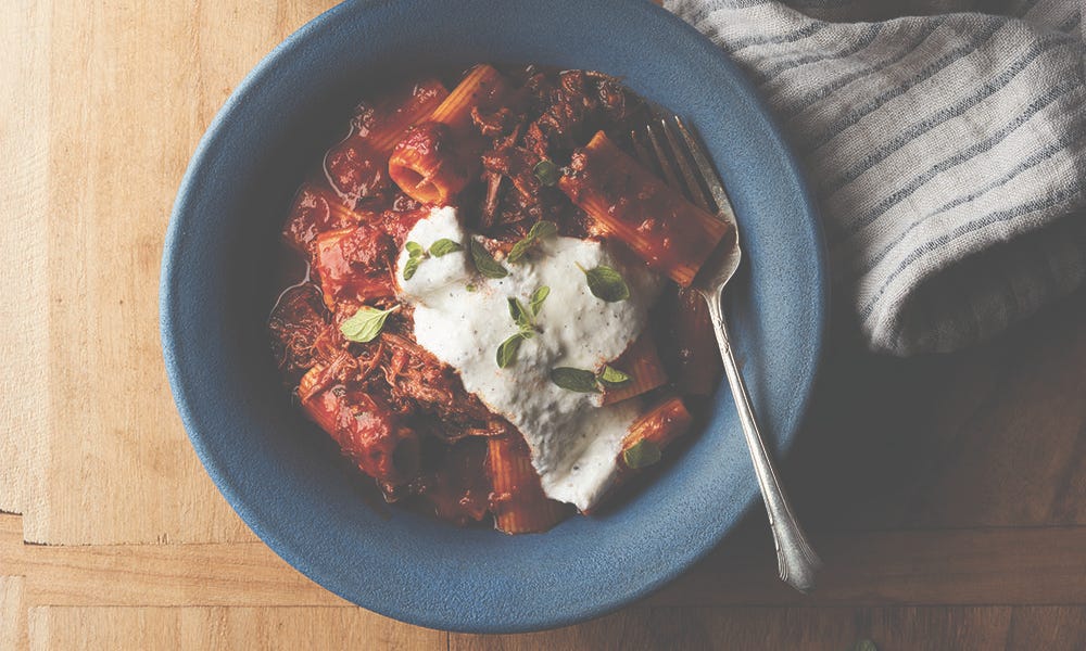 Slow-Braised Lamb Ragu with Rigatoni and Whipped Ricotta by Dana Frank ...