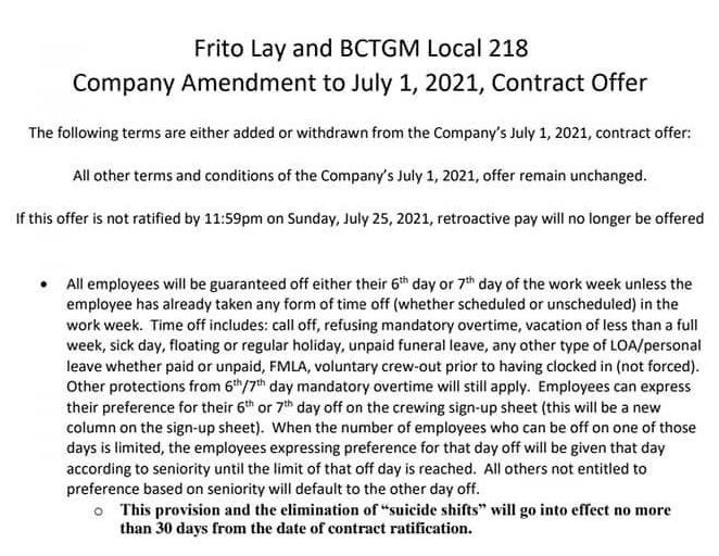 New Topeka Frito-Lay Contract Offer Ends "Suicide Shifts"—But Keeps ...