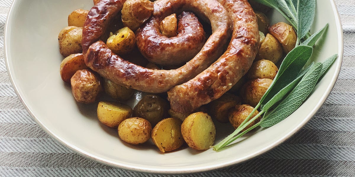 New Recipe: Roast Luganega Sausage with Baby Potatoes