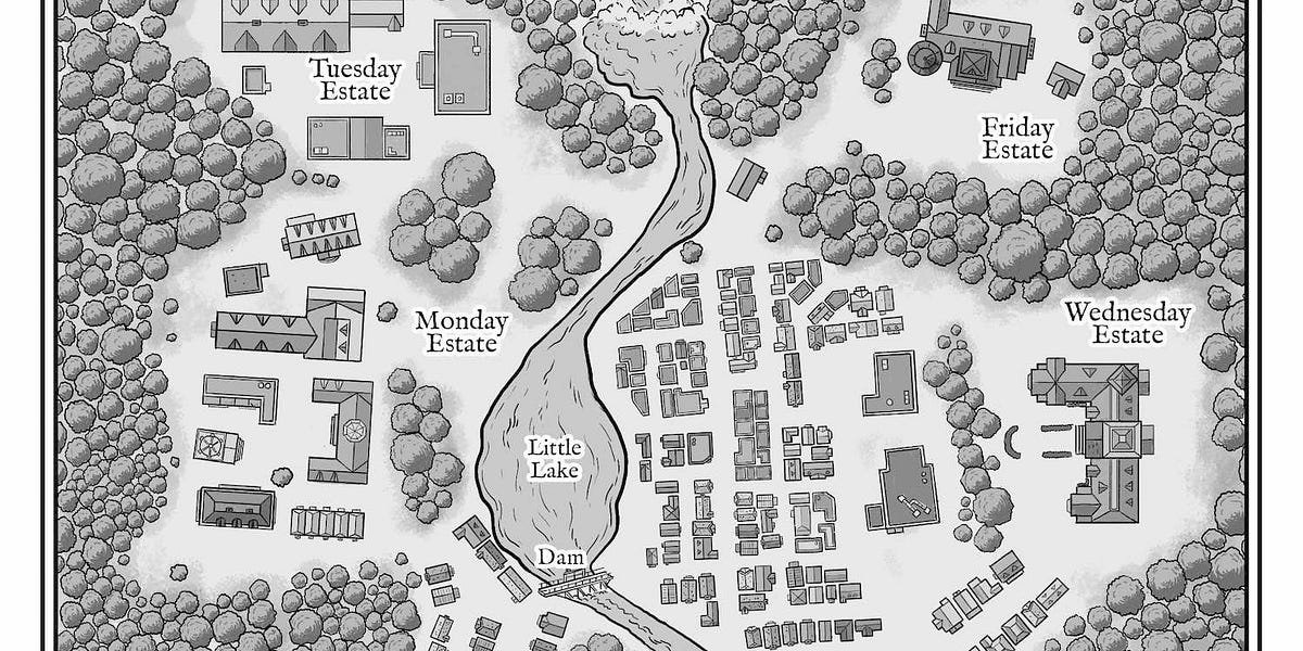 Official Map of Hemlock Falls - The Worlds of Susan Dennard