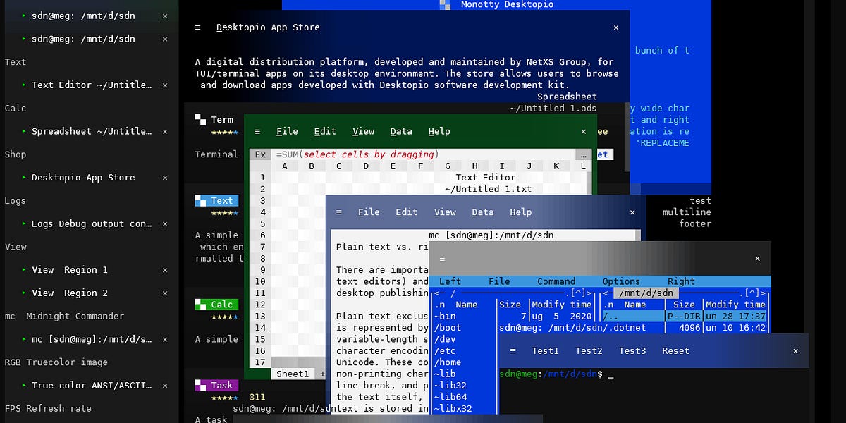 TUI (Text-based) Windowing environments and desktops?