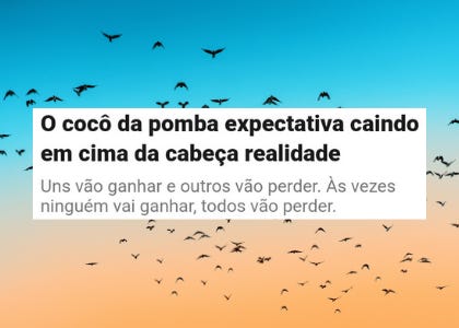 O cocô da pomba expectativa caindo em cima da cabeça realidade