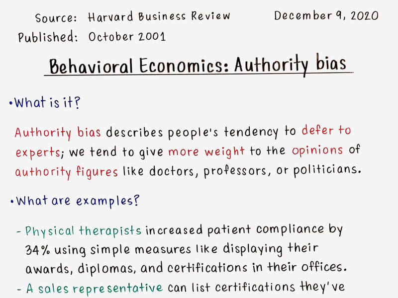 December 9: Authority bias (Behavioral Economics)