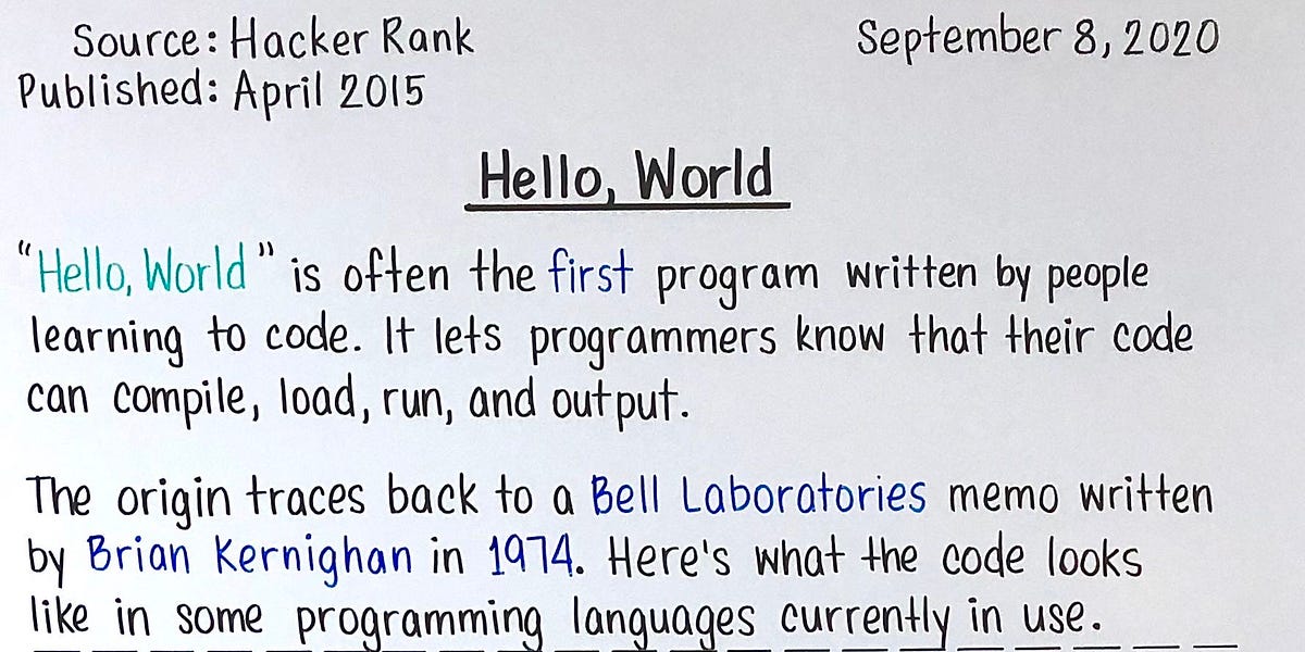 September 8: Hello, World - by Danny Sheridan
