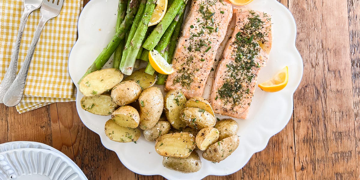 sheet-pan spring salmon - by Caroline Chambers