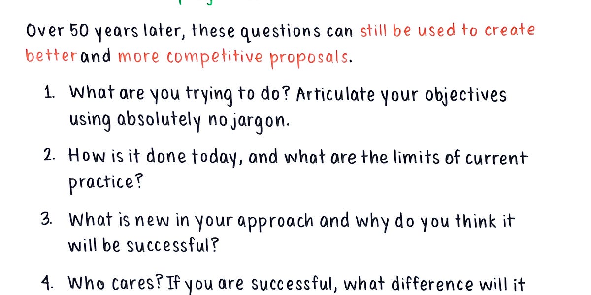 September 8: Crafting Proposals Using The Heilmeier Catechism