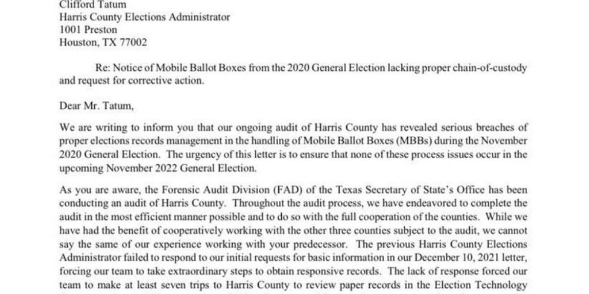 BREAKING: Forensic Audit Division Shoots Letter to Harris Election ...