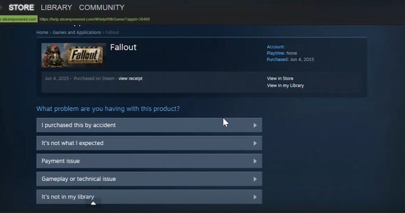 Steam refund messages: the silly & the sensible