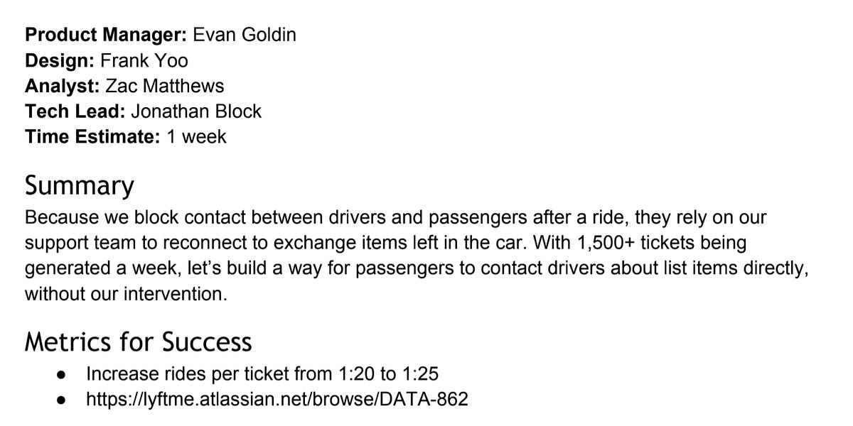 Examples and templates of 1-Pagers and PRDs