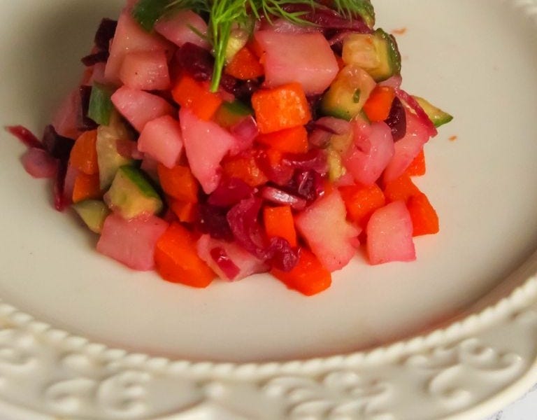 Russian Salad with Beets and Sauerkraut - by Maria Villa