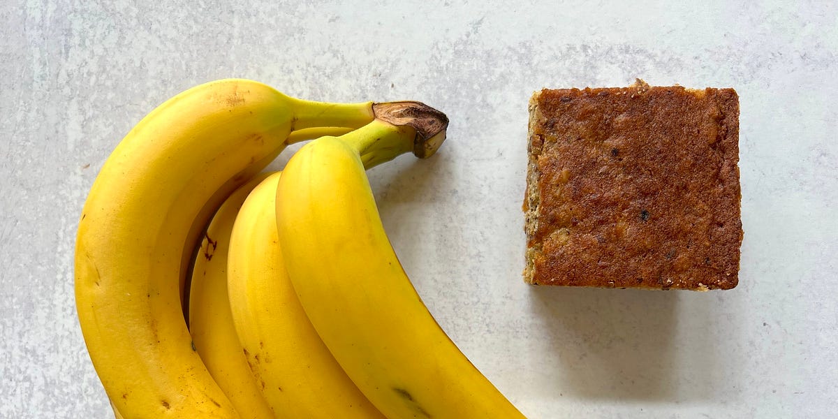 Banana squares for breakfast and an important recipe update