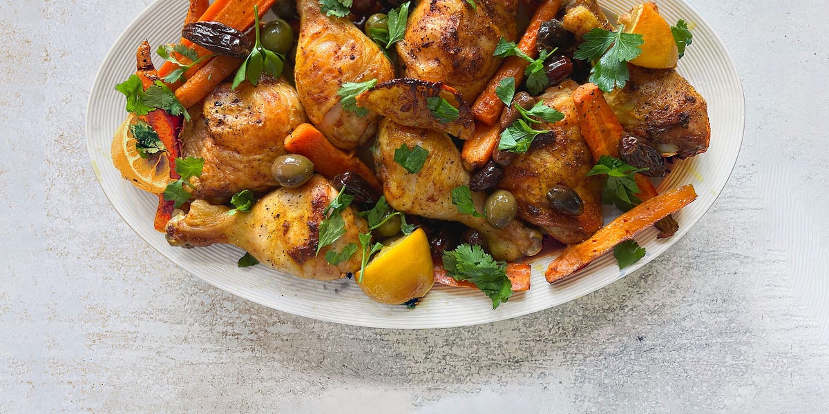 A sheet-pan "tagine" recipe for a weeknight trip to Morocco