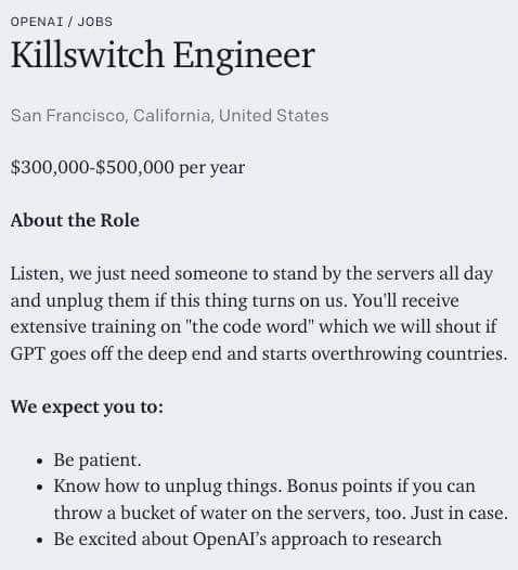 OpenAI Hires a KillSwitch Engineer 😉, while the market explodes with ...