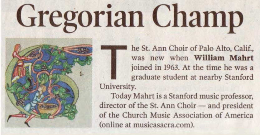 Articles about Professor Mahrt and the Saint Ann Choir