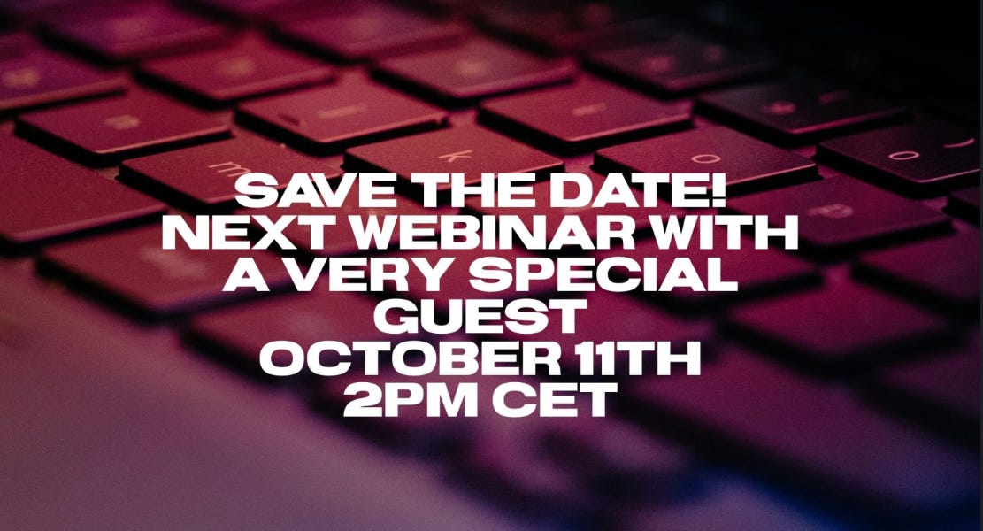 Webinar October 11th at 2pm CET! - by Susanna Nicoletti
