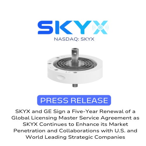 SKYX and GE Sign a Five-Year Renewal of a Global Licensing Master ...
