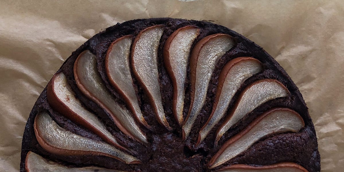 Pear, chocolate + coconut cake - Matilda’s Substack