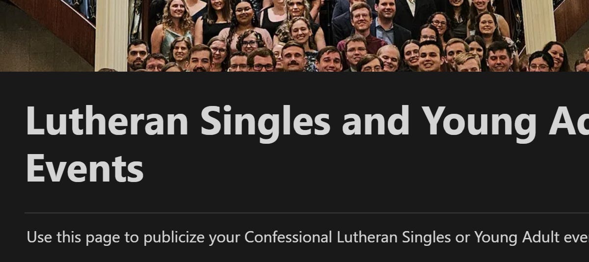 Lutheran Singles and Young Adult Event Database