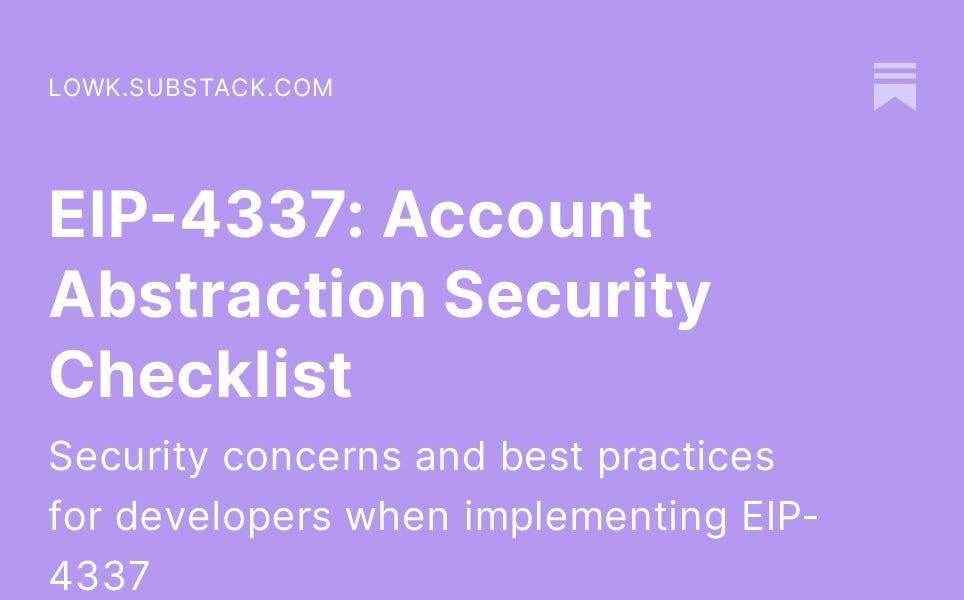 EIP-4337: Account Abstraction Security Checklist