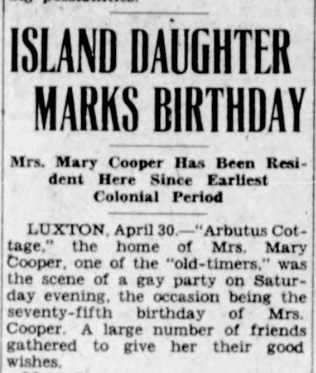 Mary (Porter) Cooper of Luxton 1853-1935 - by Sue Harper