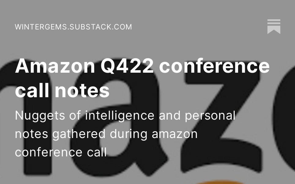 Amazon Q422 conference call notes