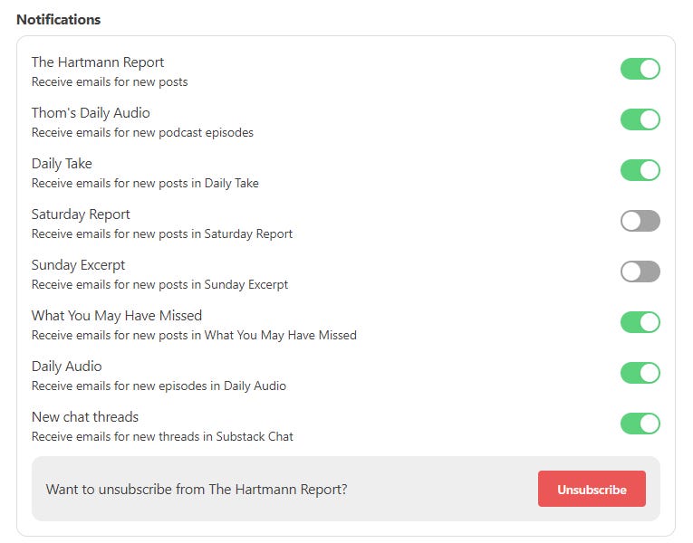 Support from the Hartmann Report Newsletter on Substack