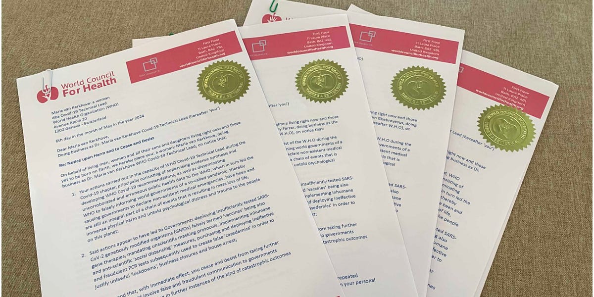 The Notice of Liability delivered to individuals at the W.H.O. this week