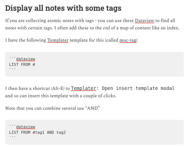Automated maps of content in Obsidian with Templater and Dataview