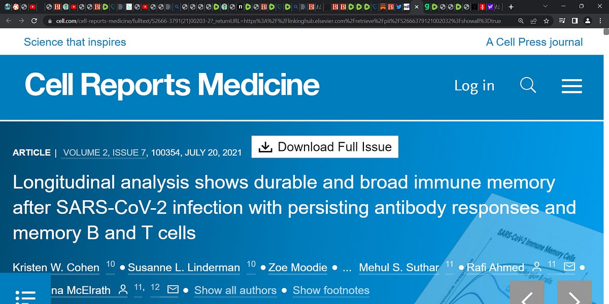 CELL study (2021) showed potency of NATURAL infection-acquired immunity ...