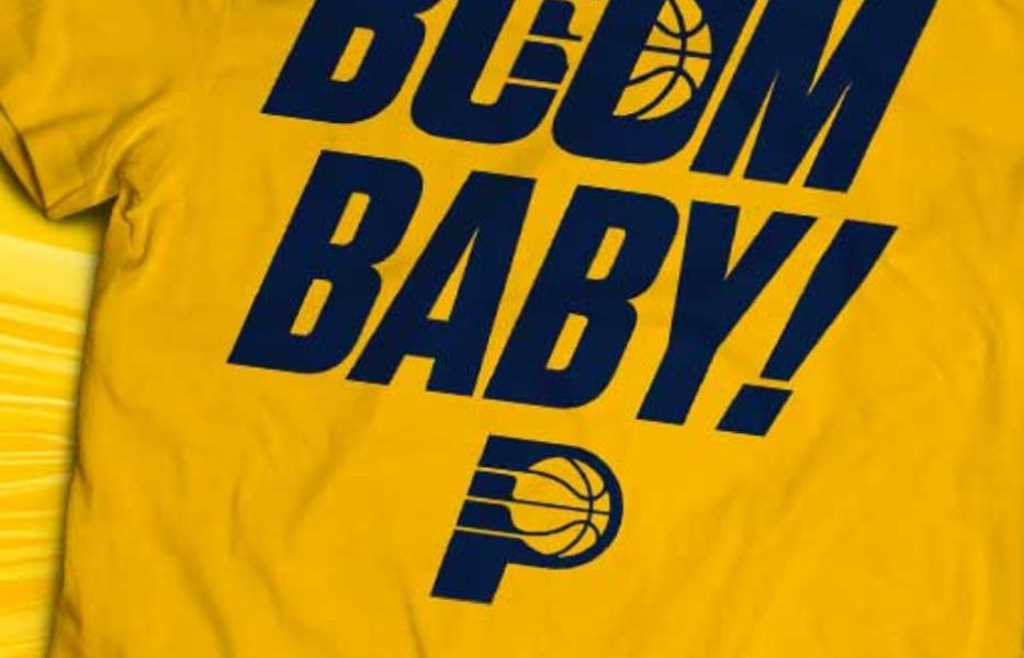 Game 3 vs Knicks declared a Pacers Gold Out — with Boom Baby! t-shirts