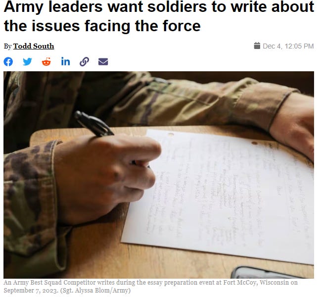 Military Times: Army leaders want soldiers to write about the issues ...