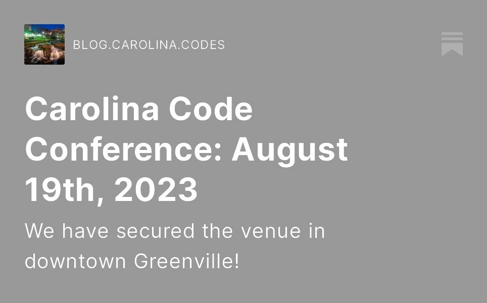 Carolina Code Conference: August 19th, 2023
