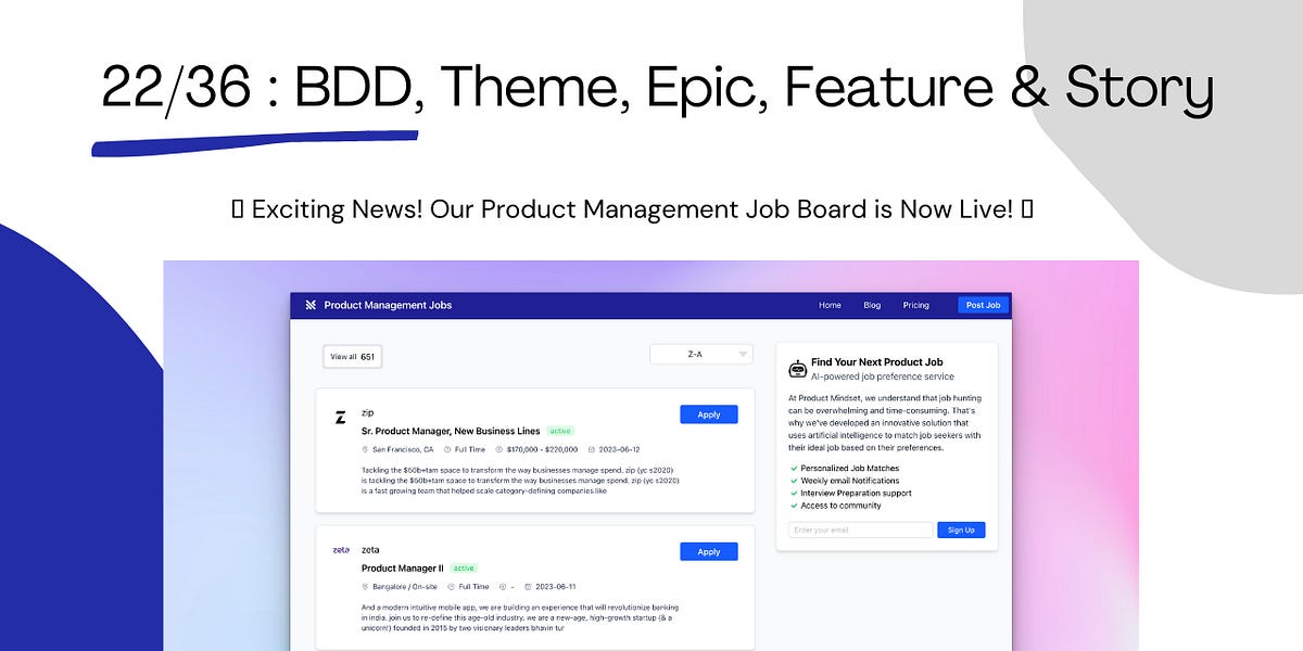 22/36 : BDD, Theme, Epic, Feature & Story