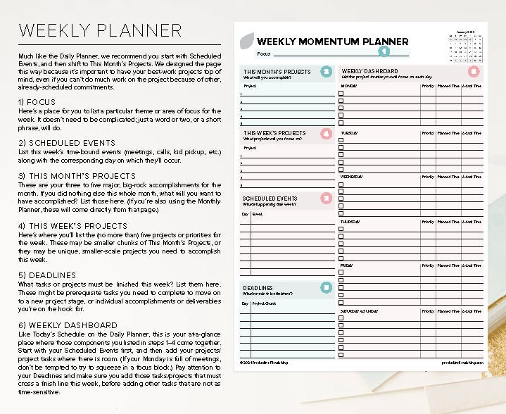 Free Planners and Worksheets by Productive Flourishing