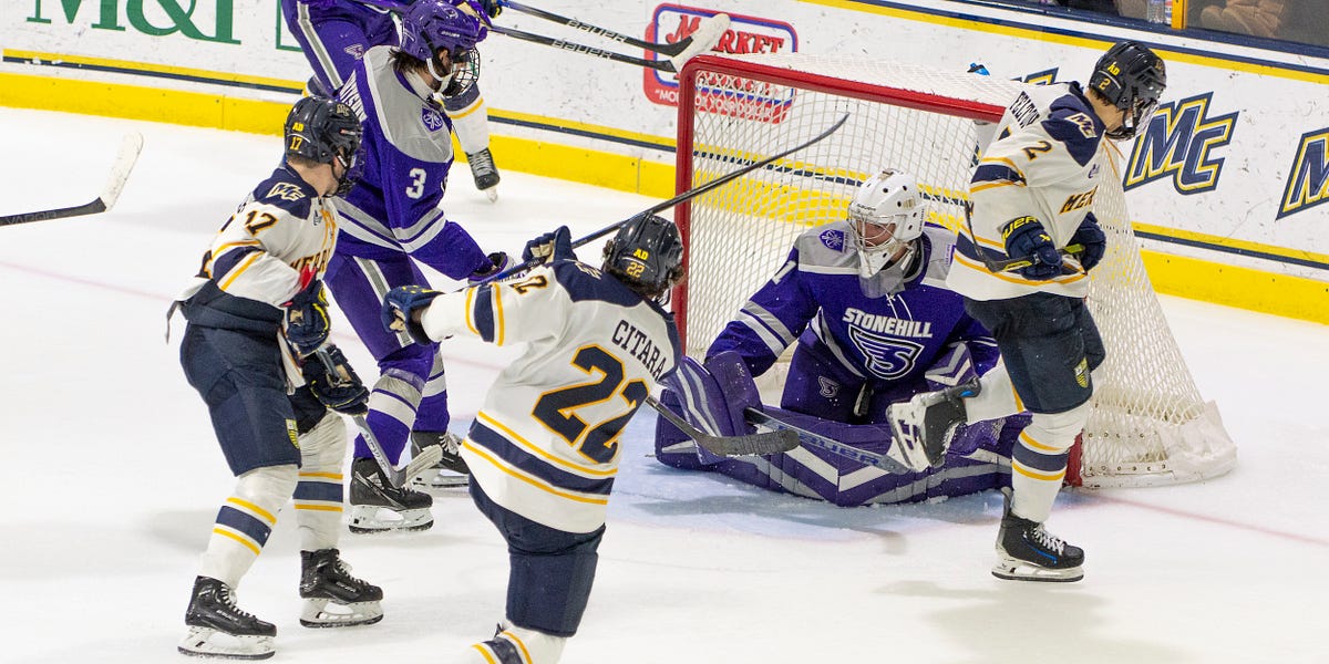 Daneault scores twices as Merrimack survives a scare against Stonehill