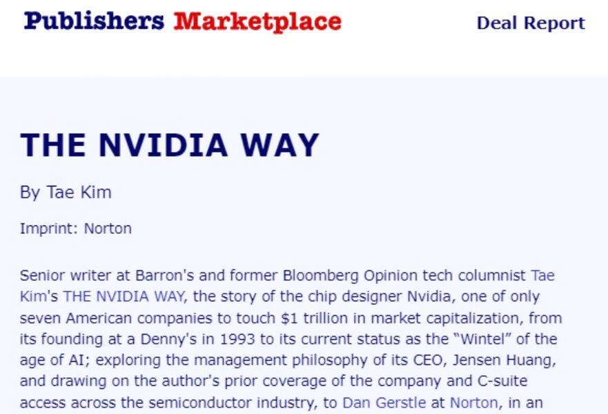 Nvidia Book - by Tae Kim - Tae’s Newsletter