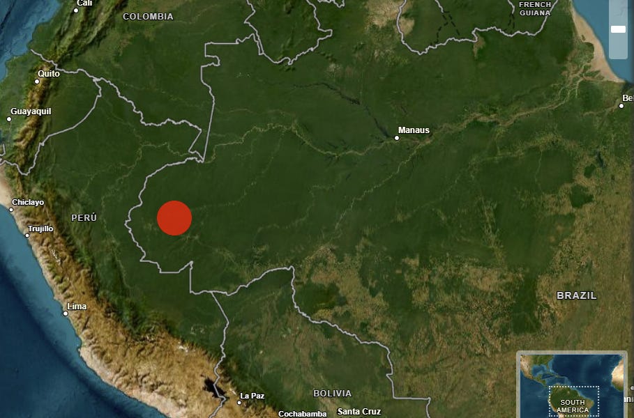 Deep earthquake reported in Brazil after Earthbound Solar eruption.