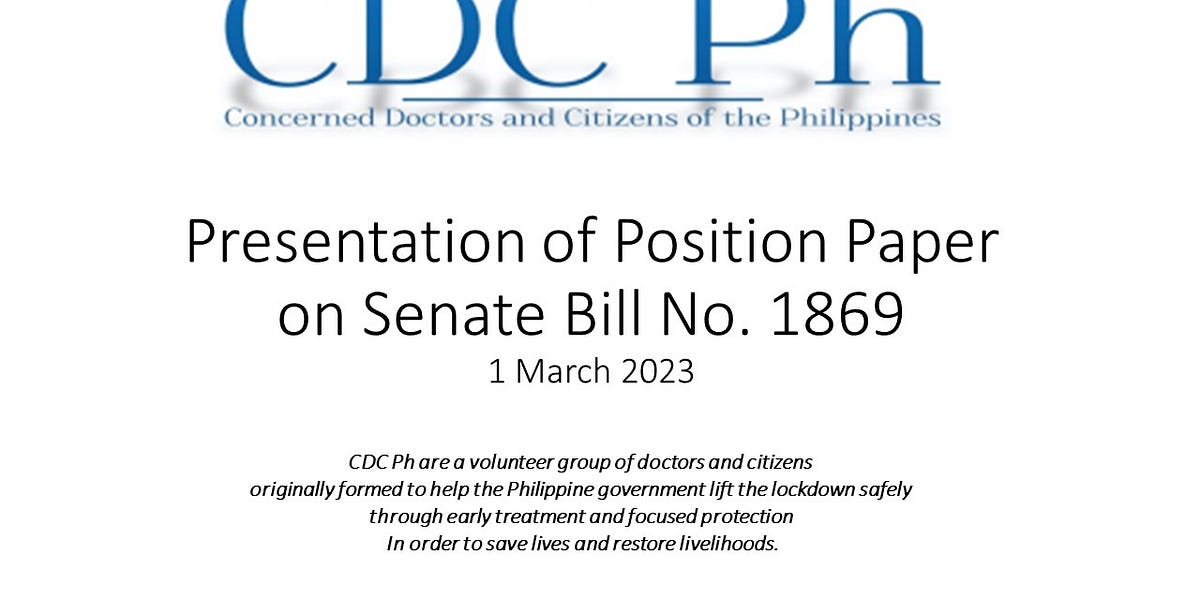 CDCPH Have Issued a Position Paper Against Philippines SB1869 Which ...