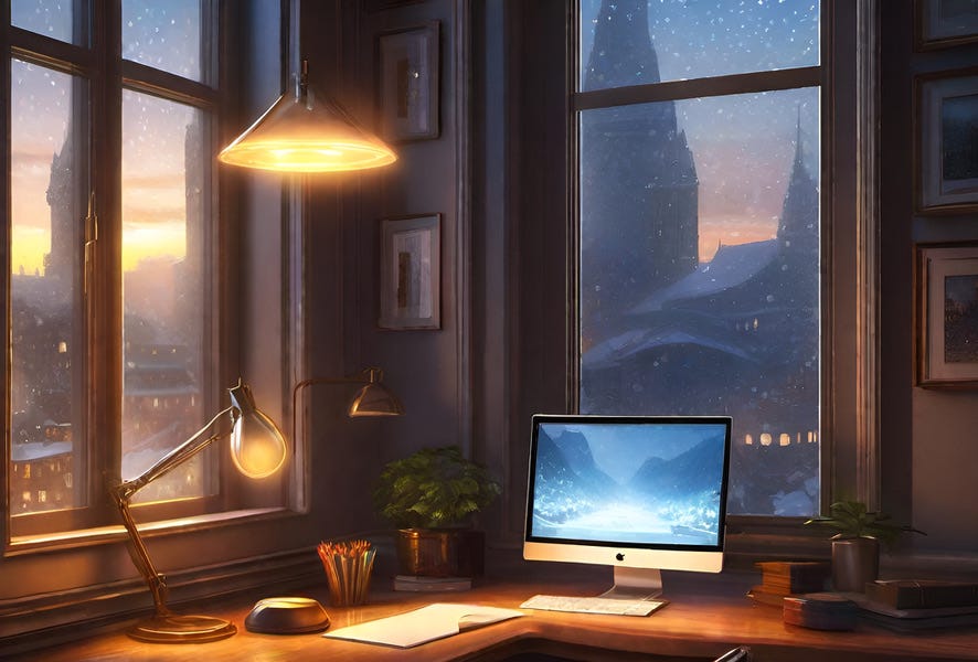 Cold Snow, Warm Lights - by David Sheley - The Artifact