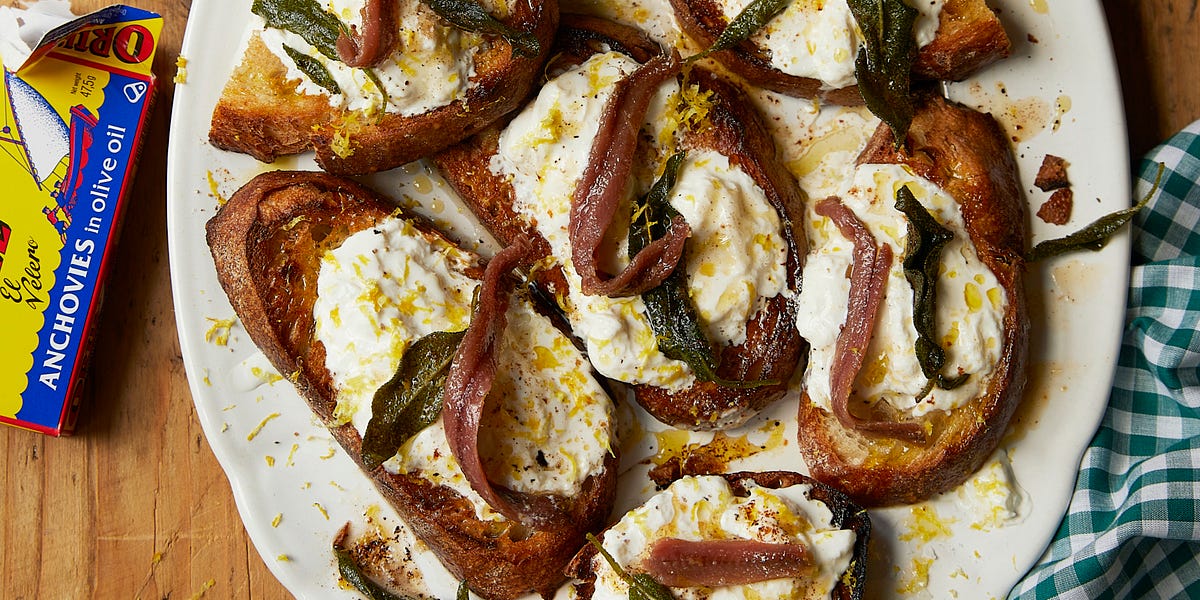 Christmas nibbles - Stracciatella, brown butter and crispy sage toasts ...