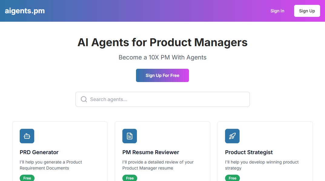Introducing aigents.pm: Free AI Agents For Product Managers