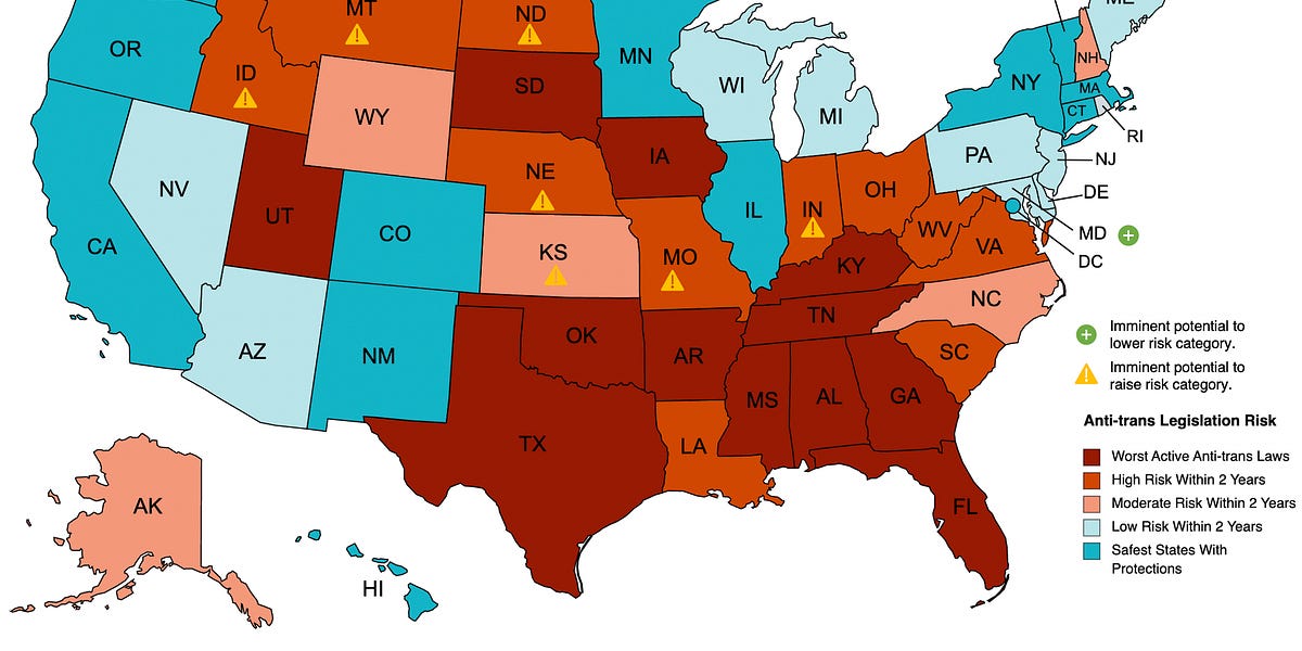 March Anti-Trans Legislative Risk Map - by Erin Reed