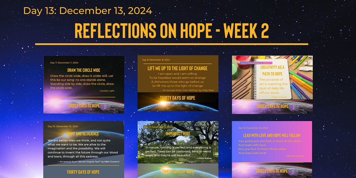 Day 13: Reflections on Hope - Week 2 - by Annette Marquis
