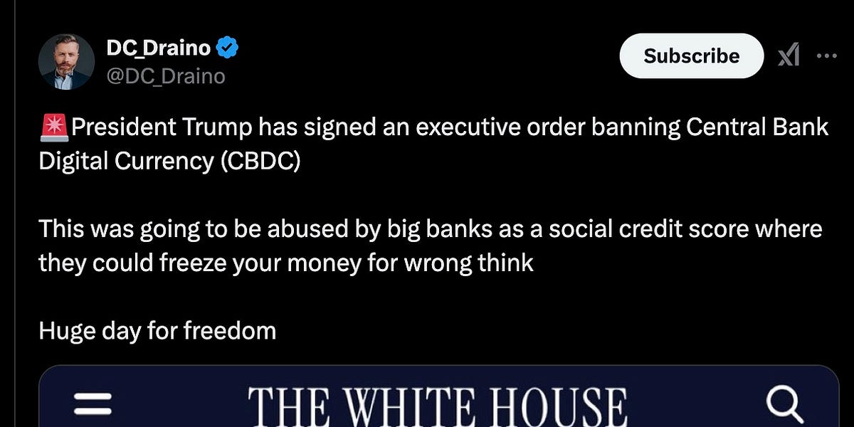 Comments - New Executive Order: No CBDCs can be used within the US ...
